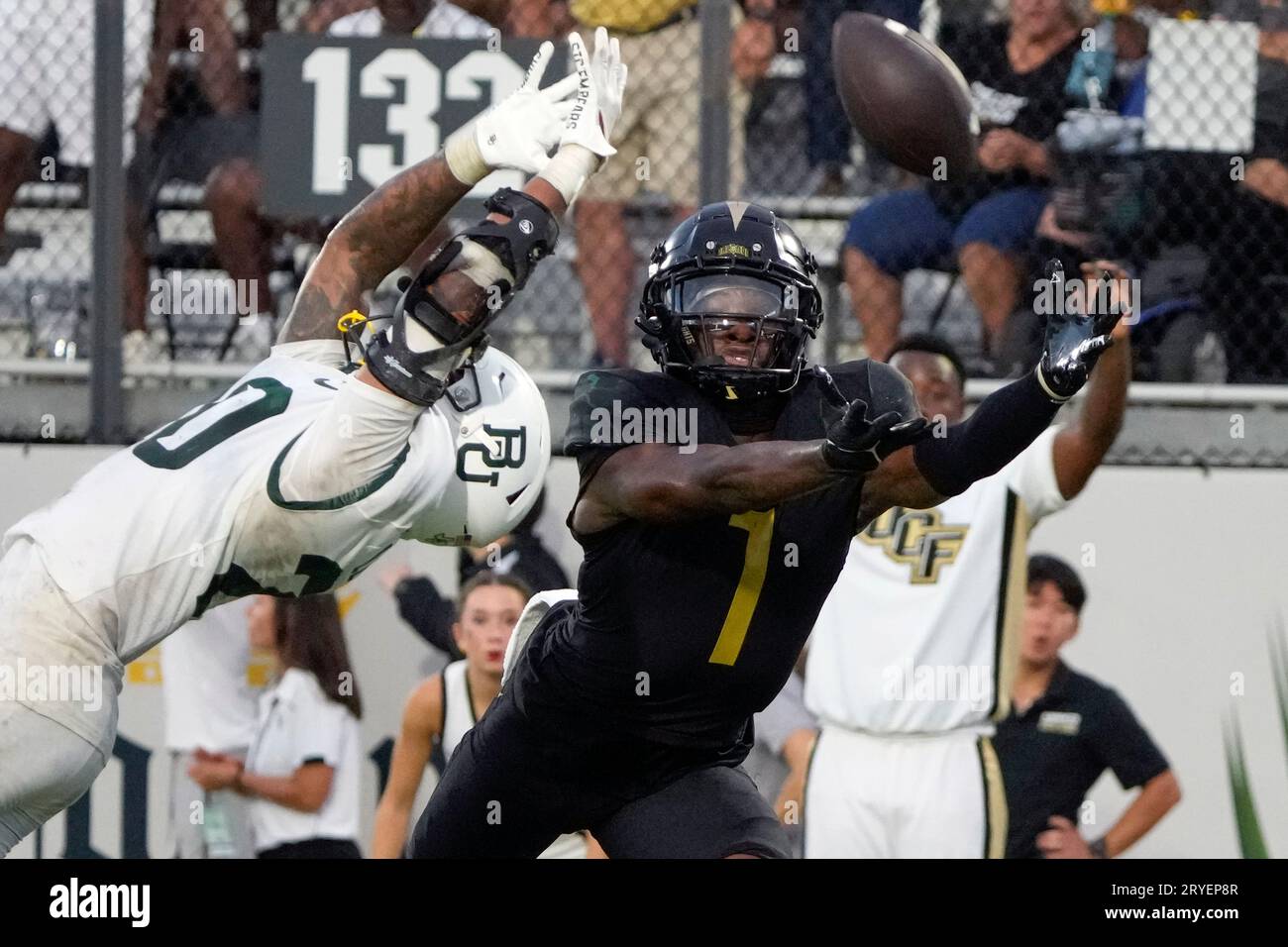 Central Florida wide receiver Javon Baker (1) can't quite make a catch ...