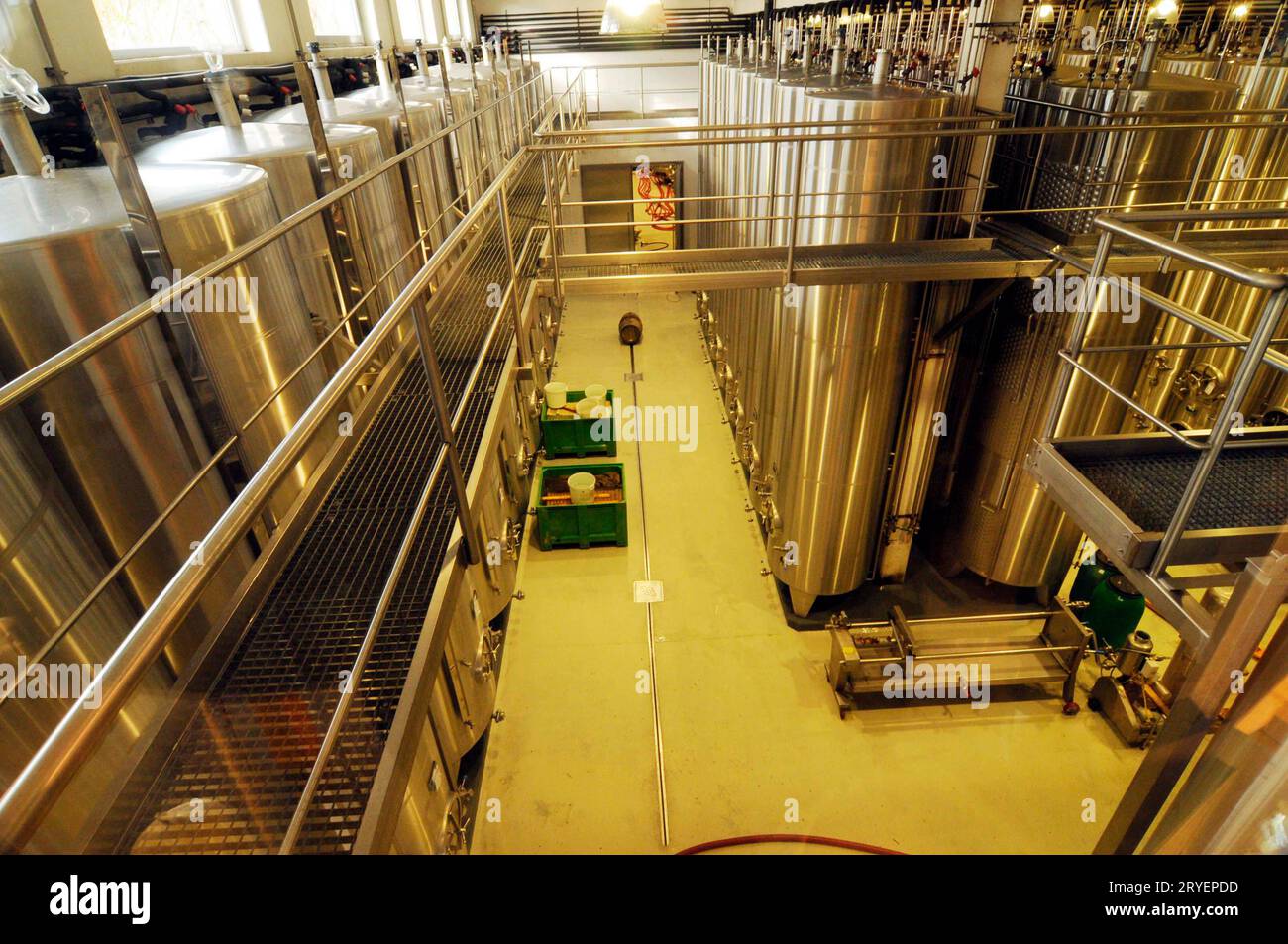 Steel tanks in wine cellar Stock Photo - Alamy