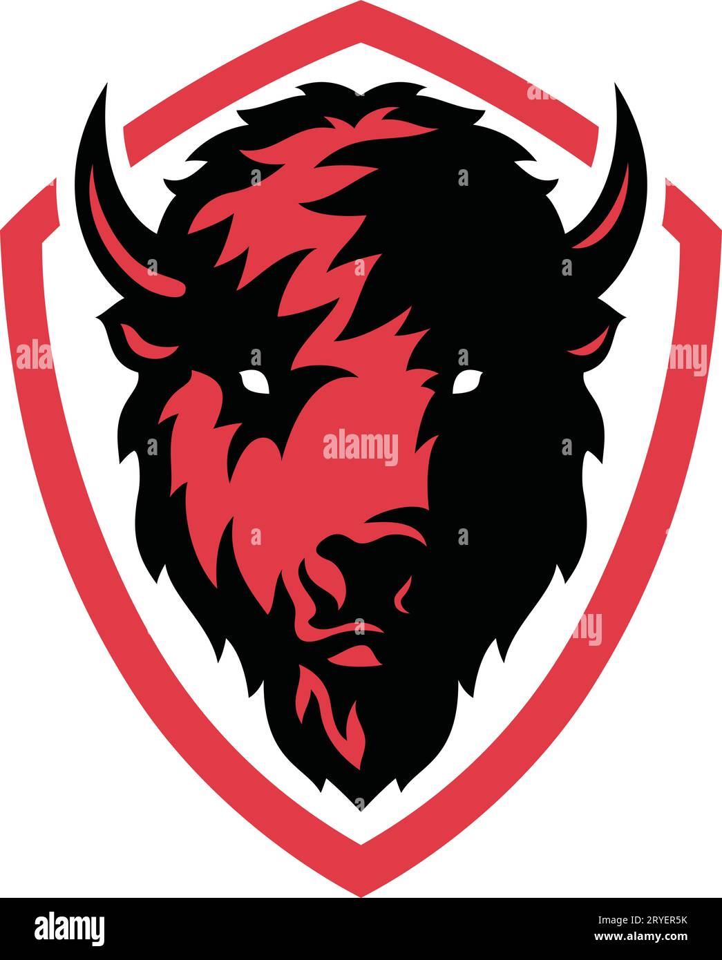 Aggressive Bison Head in the Shield Stock Vector Image & Art - Alamy