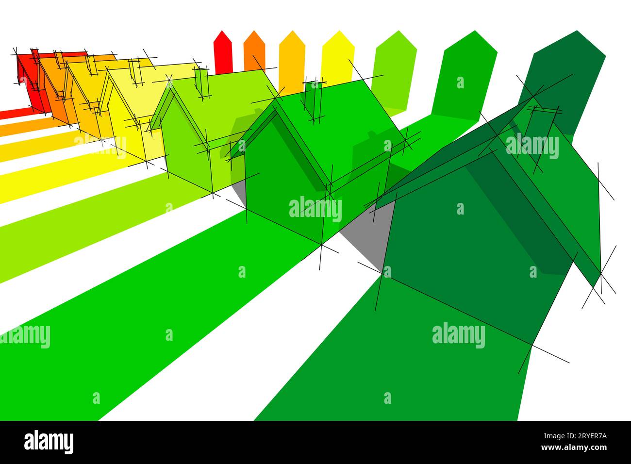 Seven houses certified in seven energetic classes in energy rating ...
