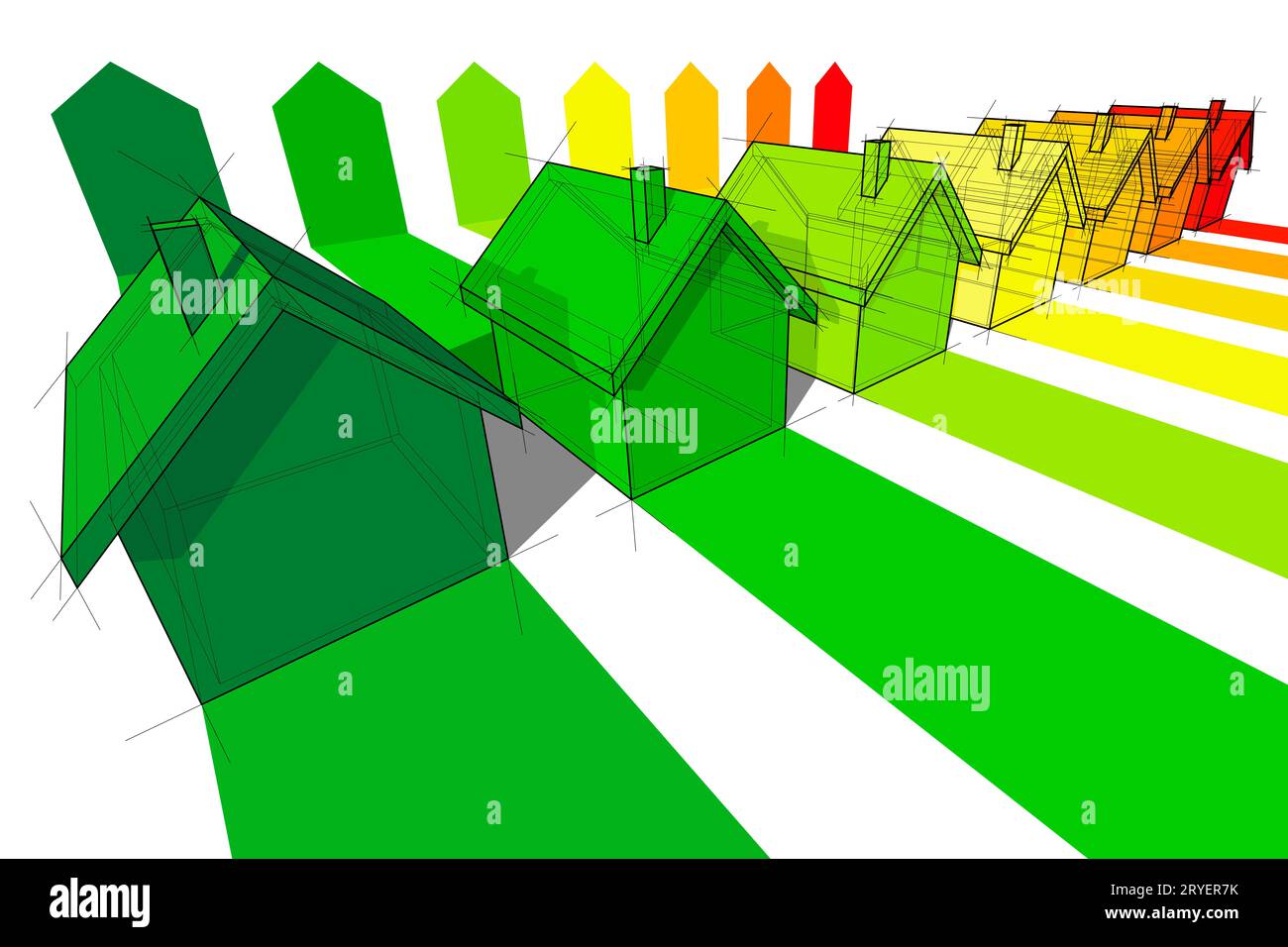 Seven houses certified in seven energetic classes in energy rating ...