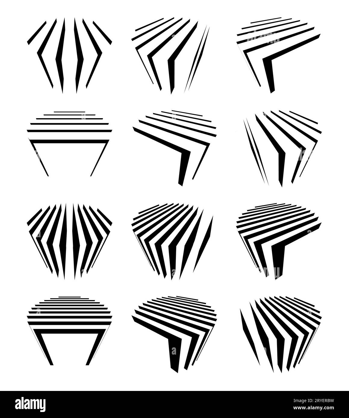 Collection of abstract graphic elements in shape of cylinders Stock ...