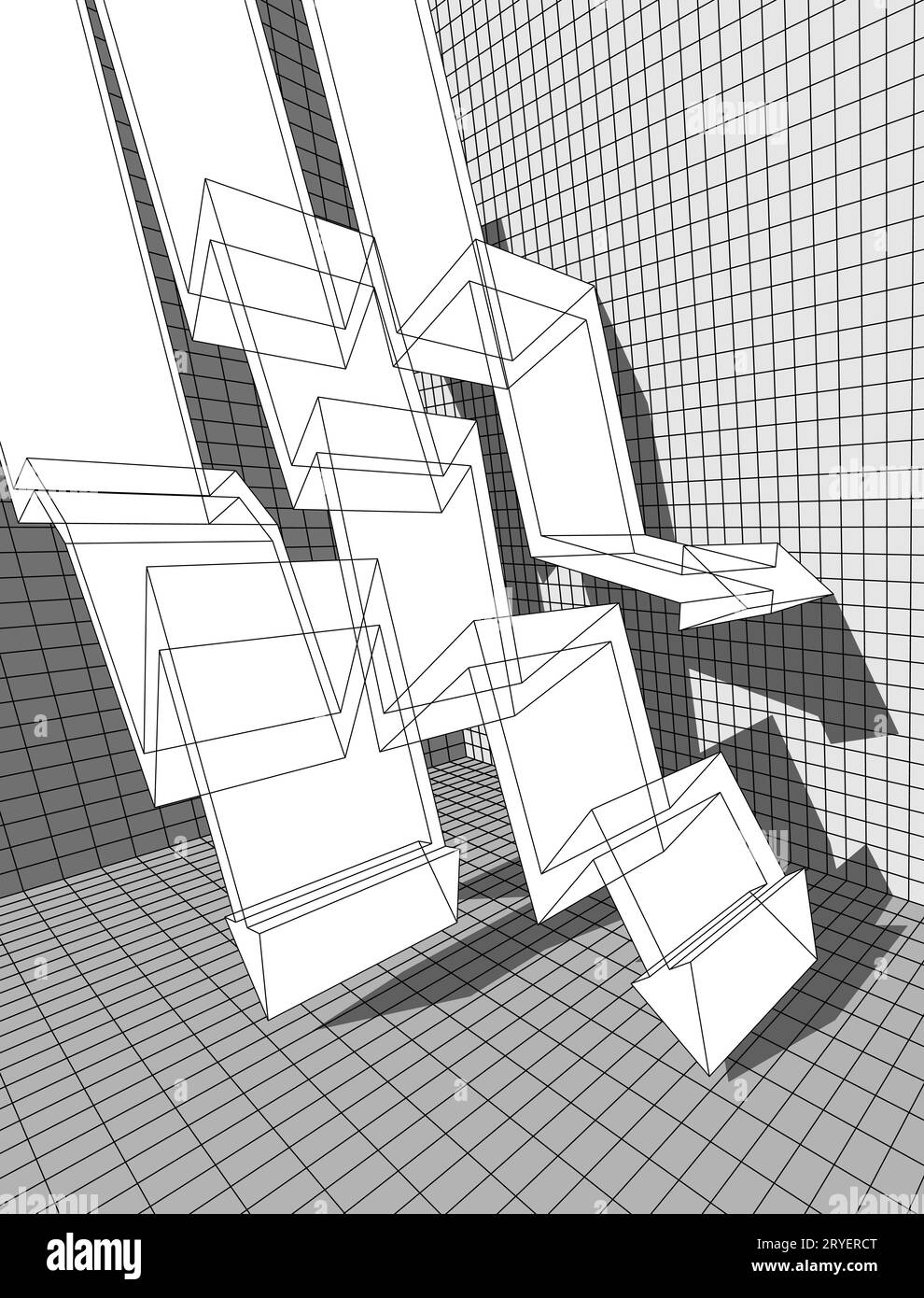 Three falling arrows in abstract business diagram Stock Photo - Alamy
