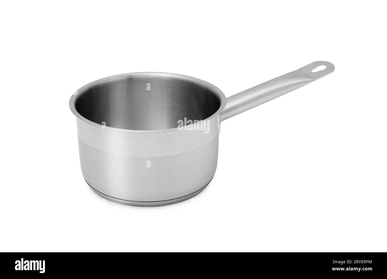 One stainless steel saucepan isolated on white Stock Photo - Alamy