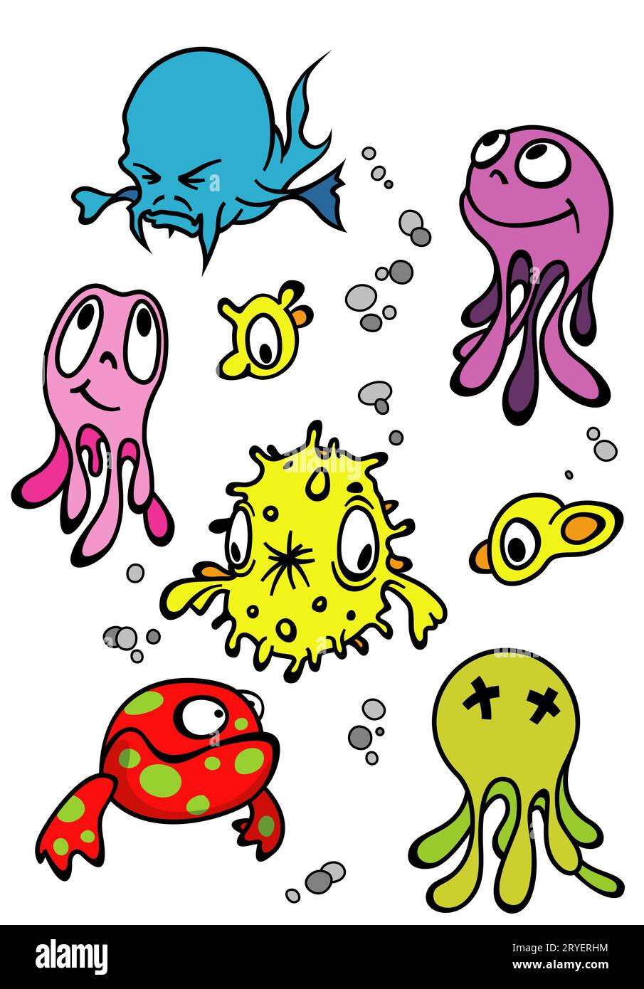 Cartoon happy fish Cut Out Stock Images & Pictures - Alamy