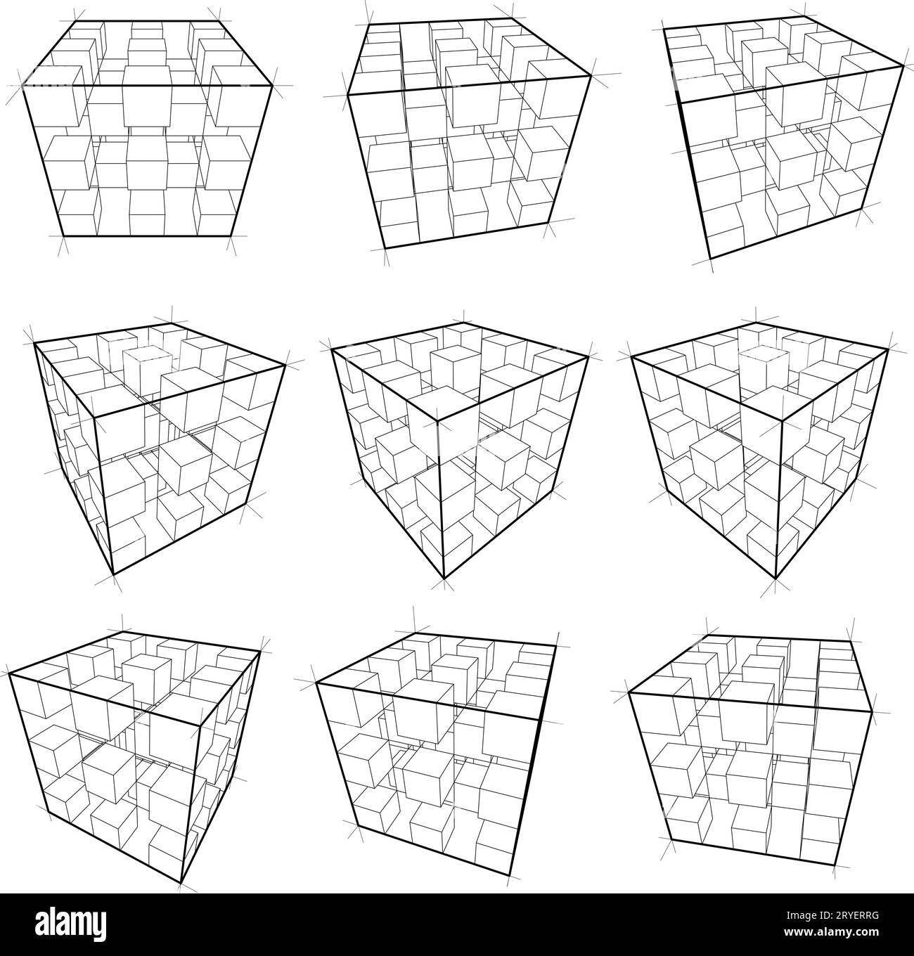 Collection of design elements composed of cubes Stock Photo - Alamy