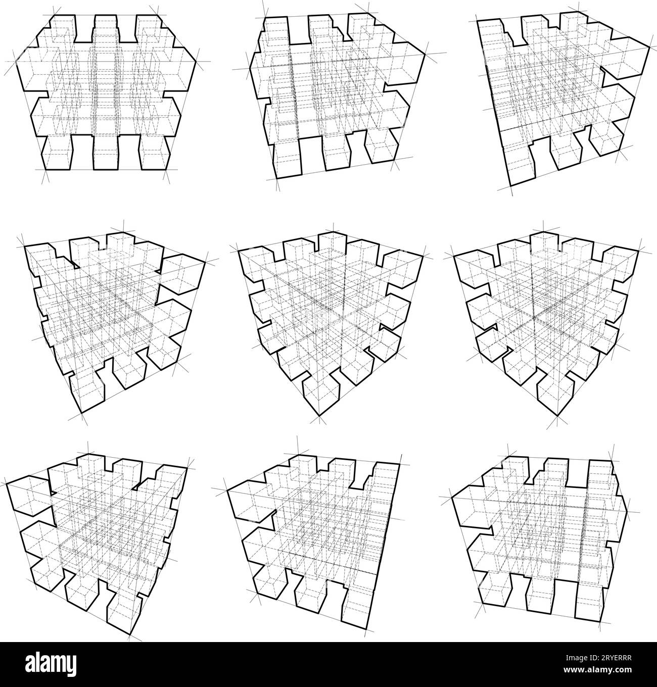 Collection of design elements composed of cubes Stock Photo - Alamy
