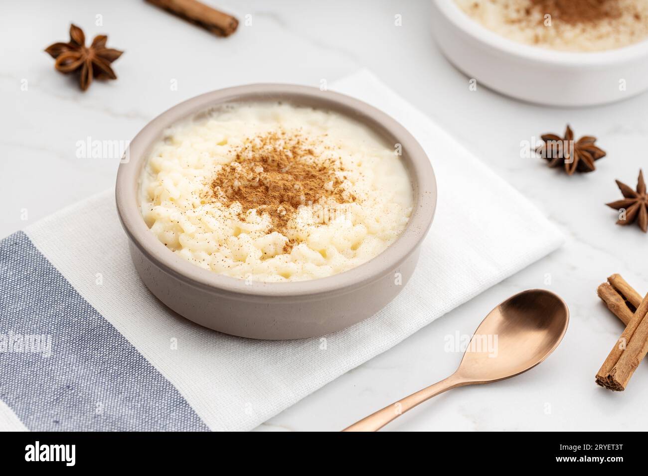 Creamy rice pudding with cinnamon Stock Photo - Alamy