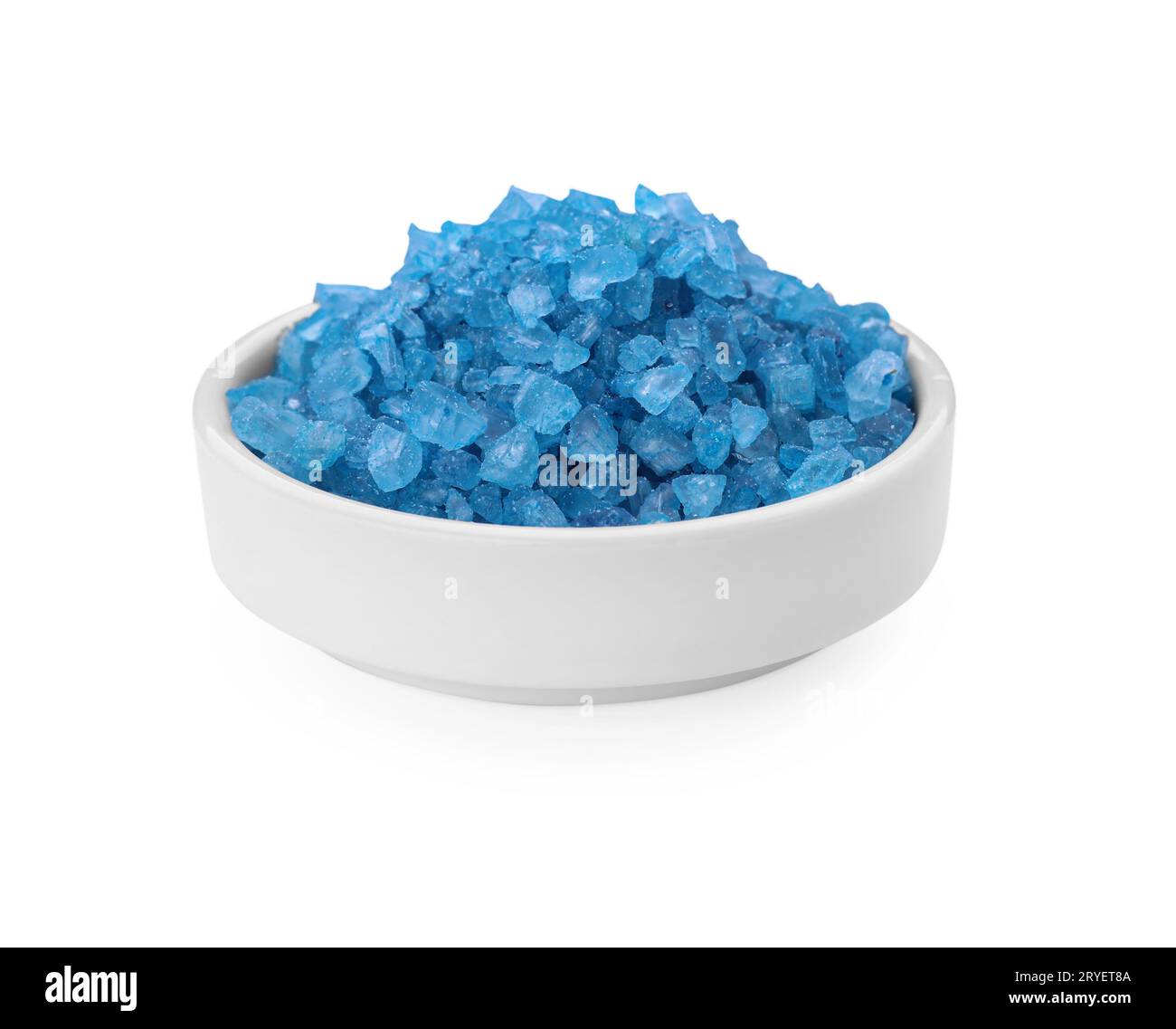 Bowl with blue sea salt isolated on white Stock Photo - Alamy