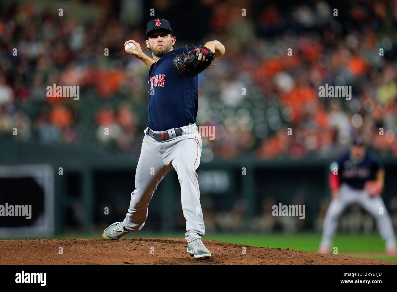 Boston Red Sox starting pitcher Kutter Crawford throws to the Baltimore ...