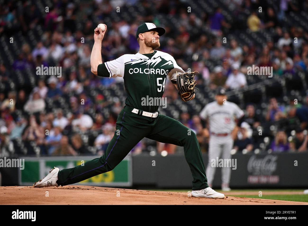 Colorado Rockies starting pitcher Matt Koch throws in the first inning ...