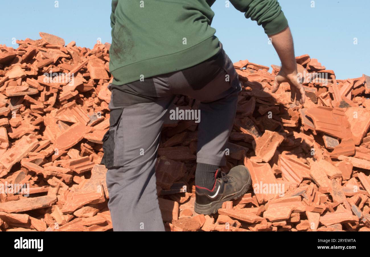 Broken bricks at the construction site Stock Photo - Alamy