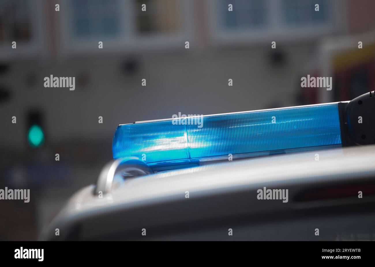 Blue light signal on a police car Stock Photo - Alamy