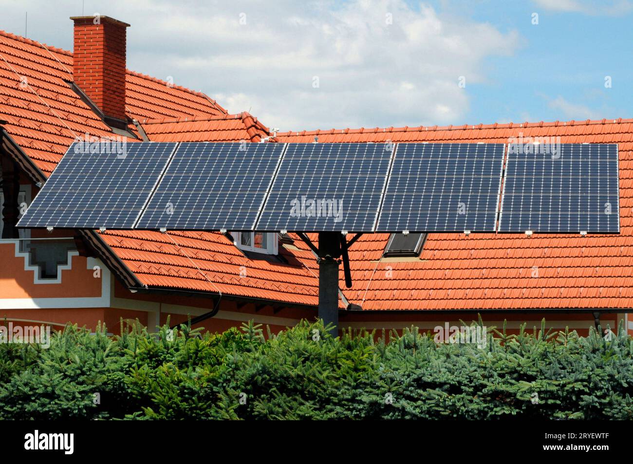 Solar panels on a house Stock Photo - Alamy
