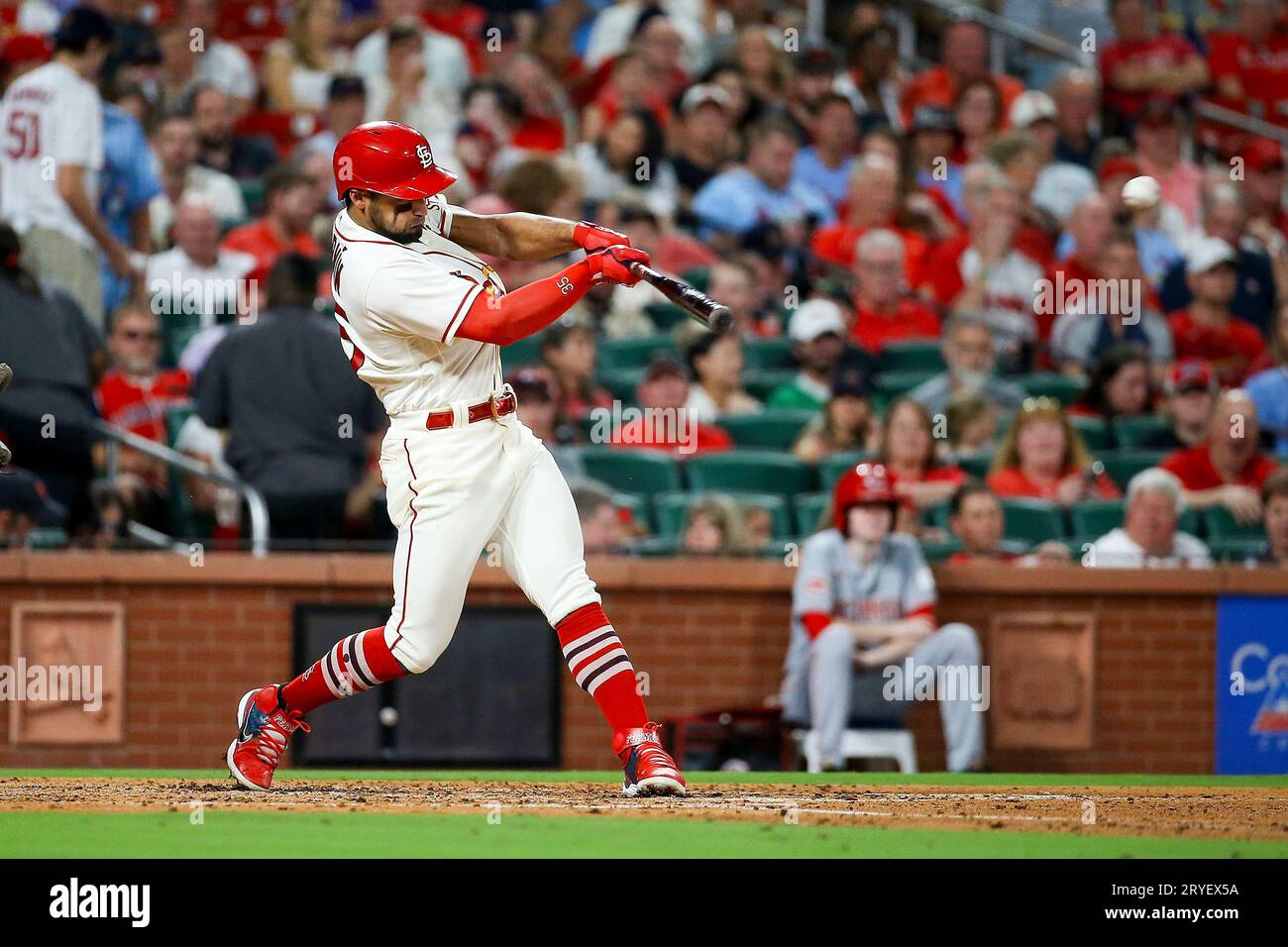 St. Louis Cardinals' Jose Fermin hits a two-run double against the ...