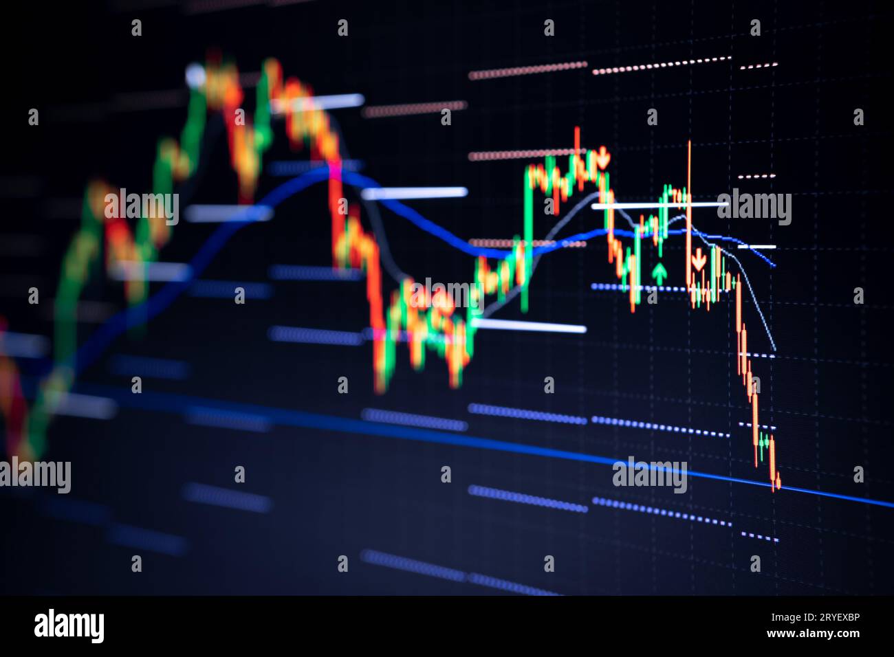 Background of Stock market graph chart on LED display Stock Photo - Alamy
