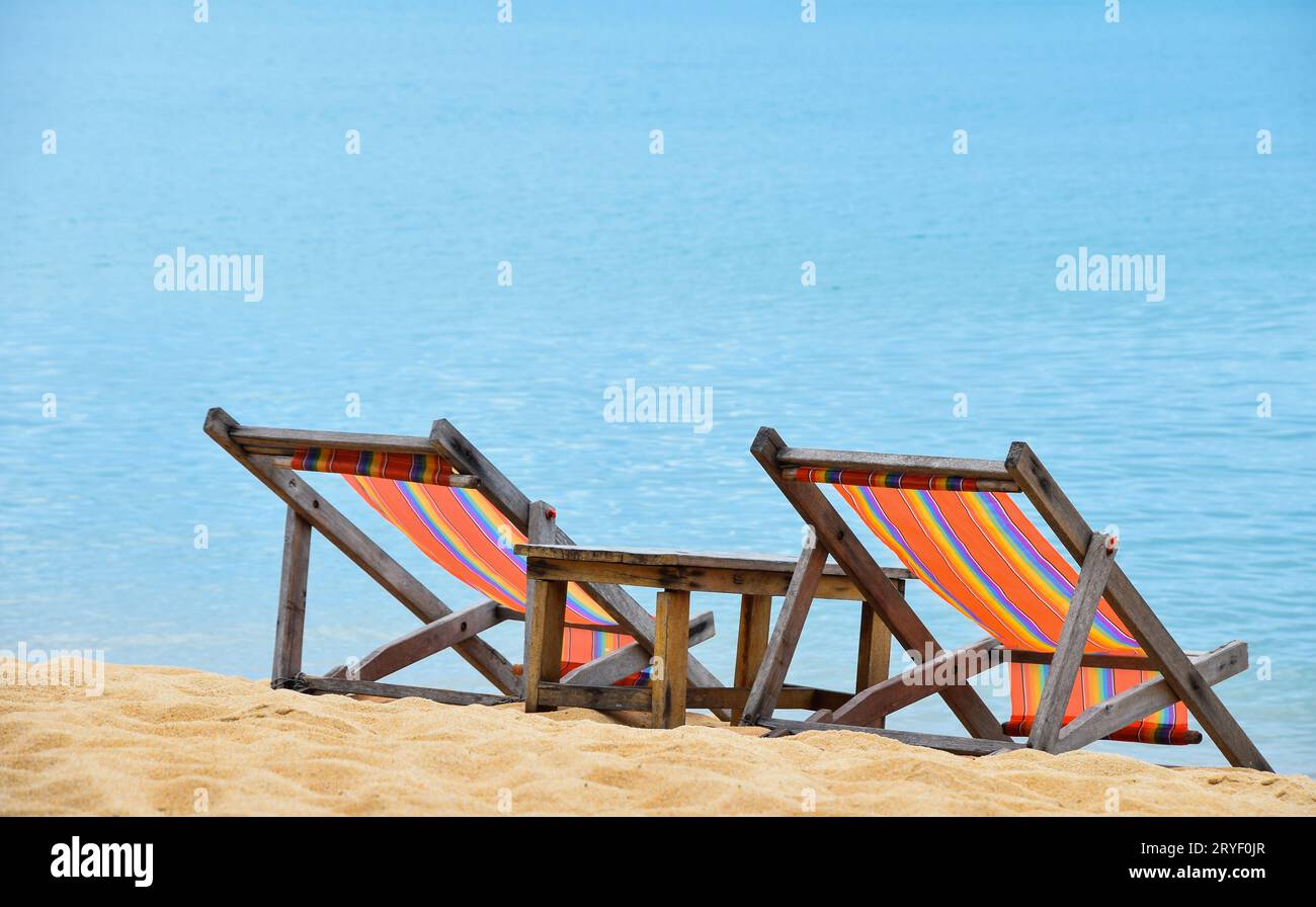 Beach seaside seashore chairs hi-res stock photography and images - Alamy