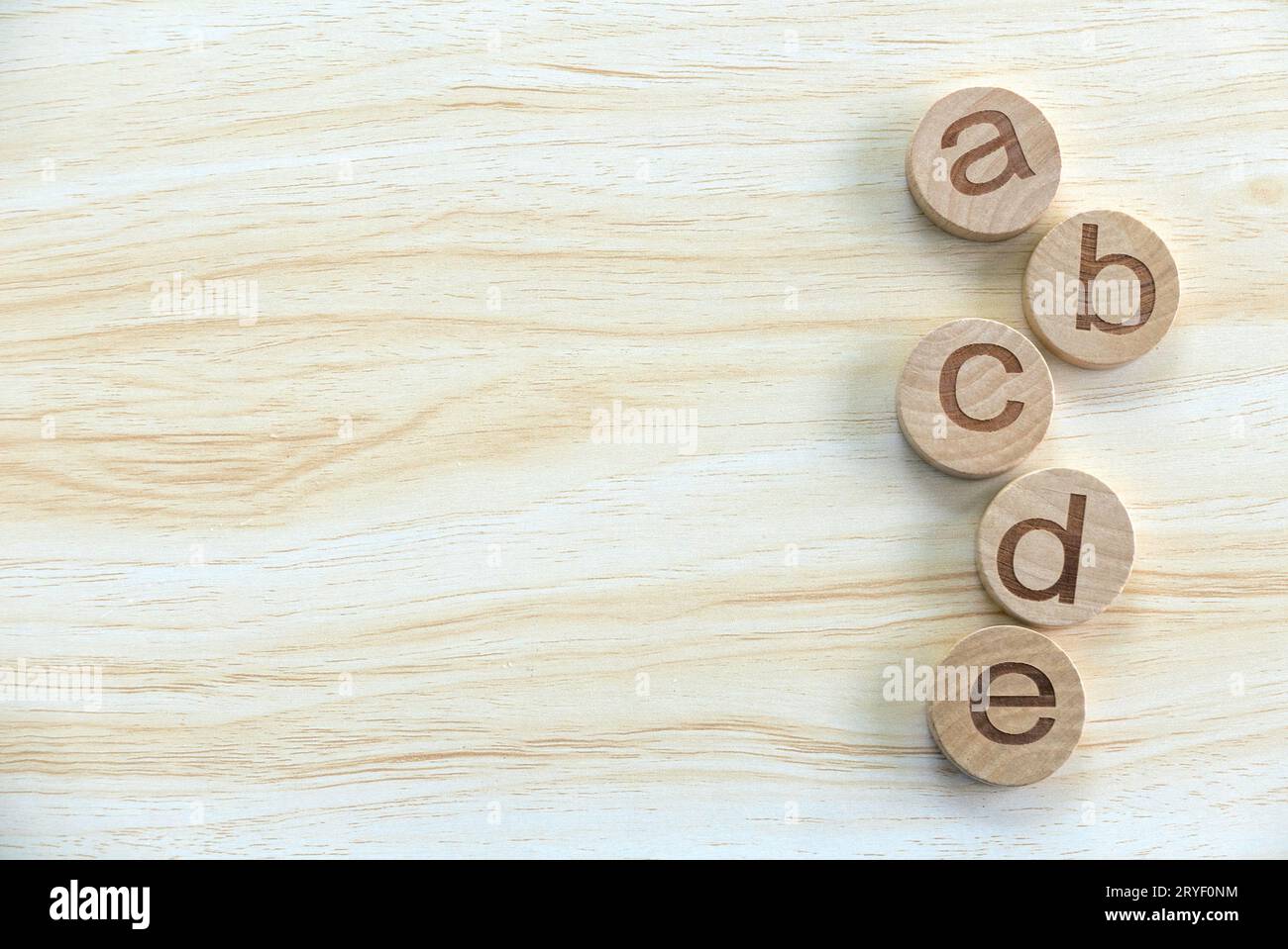 Education, learning and developement concept. Wooden alphabet of ABCDE ...