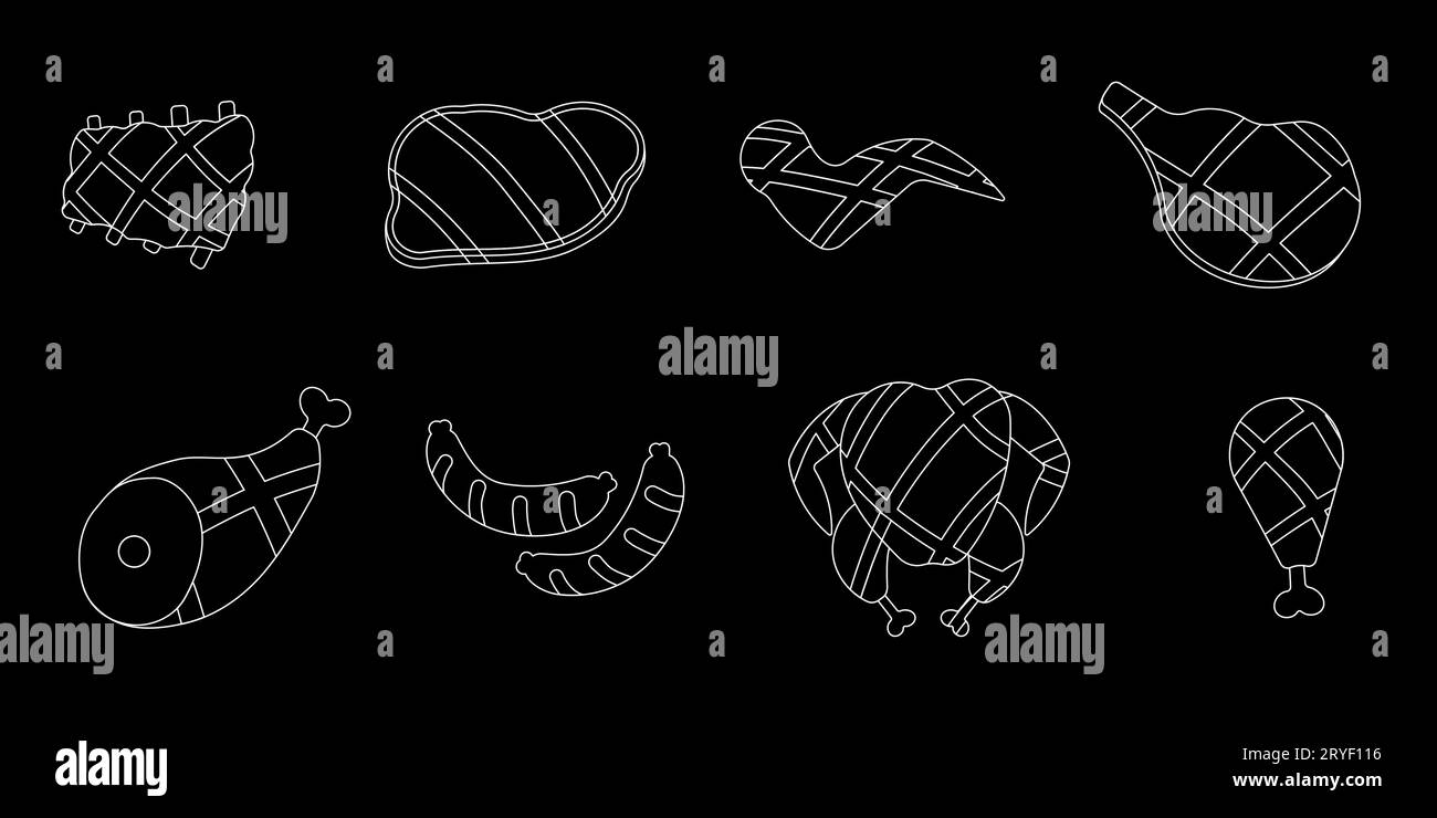 Meat line art Black and White Stock Photos & Images - Alamy
