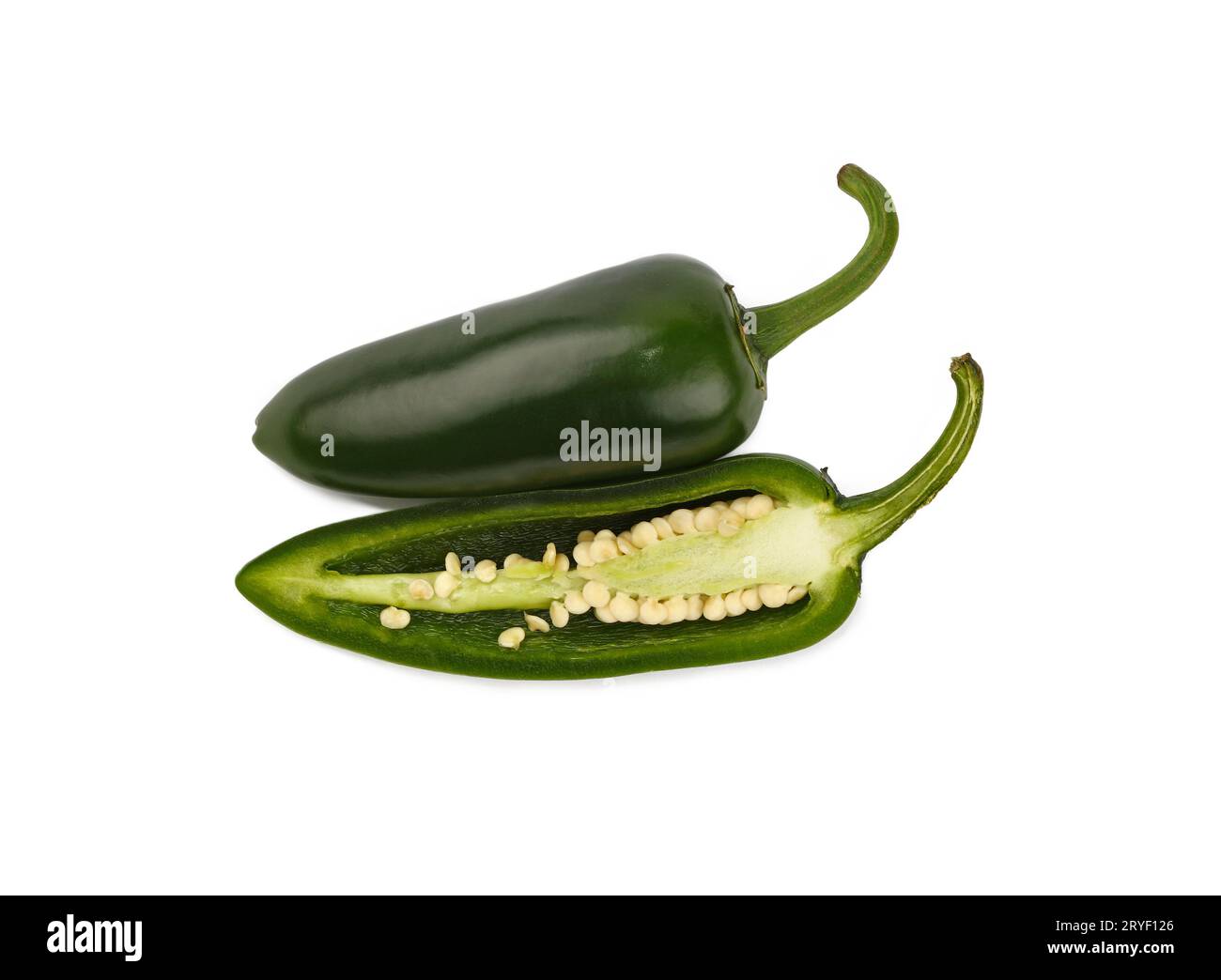 Close up green jalapeno peppers isolated Stock Photo - Alamy