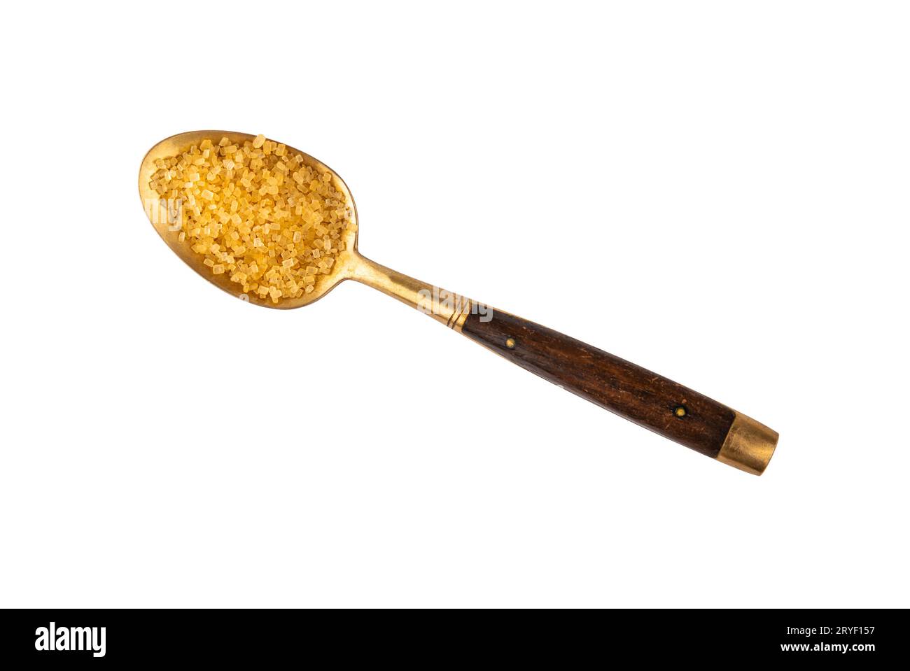 Close view golden spoon Cut Out Stock Images & Pictures - Alamy