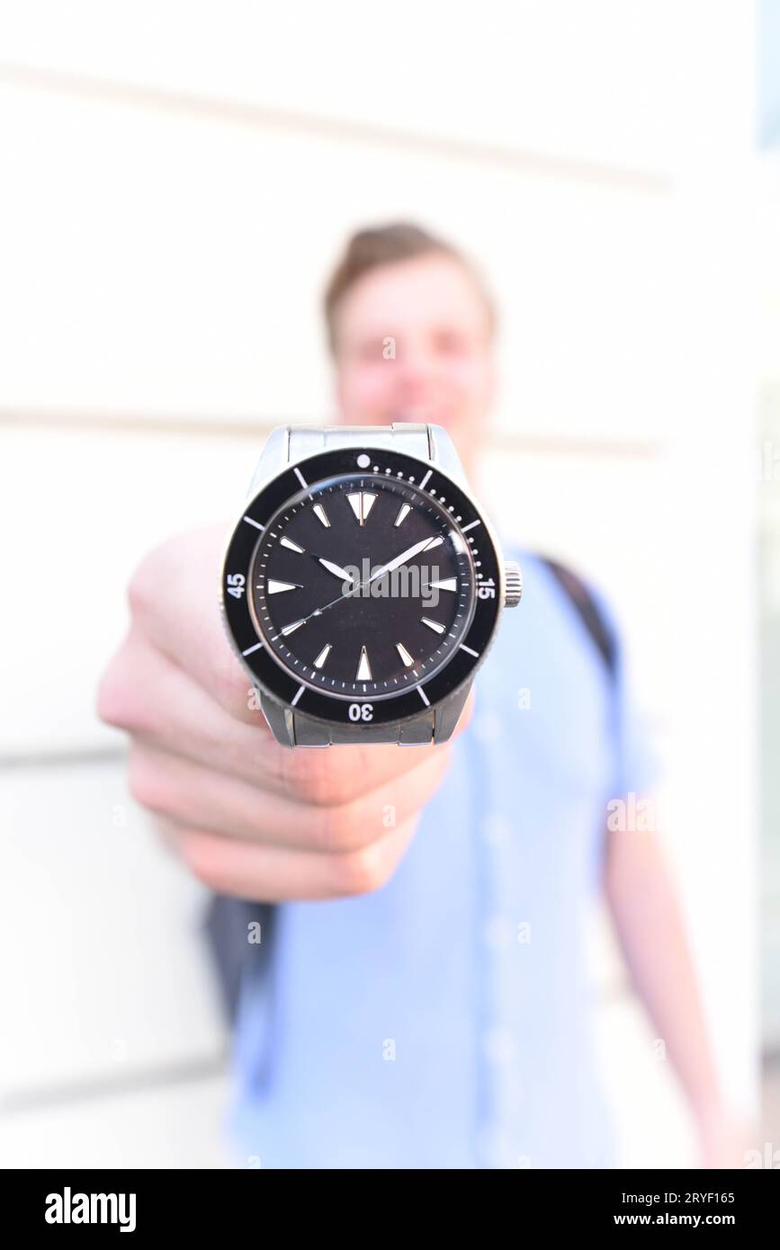 Wristwatch displaying the current time, time measurement instrument and ...