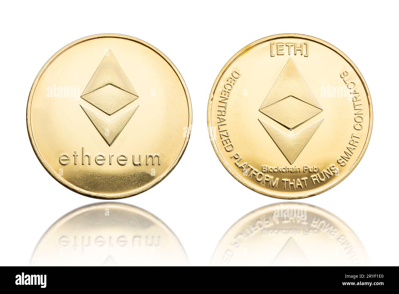 Ethereum coin isolated on white background Stock Photo - Alamy