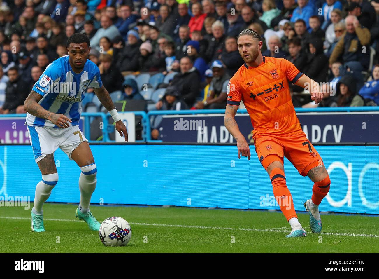 Wes Burns #7 of Ipswich Town passes the ball during the Sky Bet ...