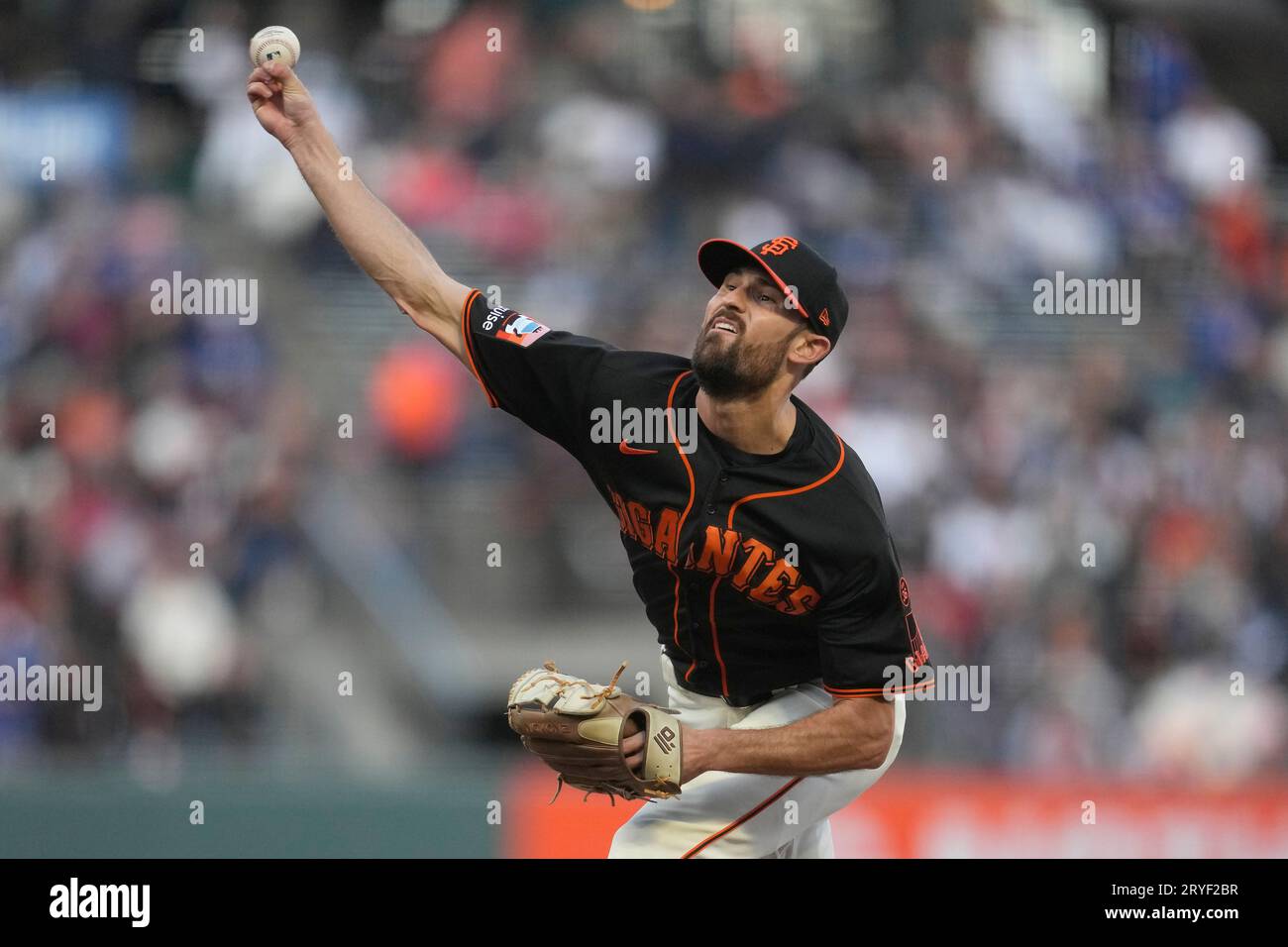 San Francisco Giants pitcher Tristan Beck works against the Los Angeles ...