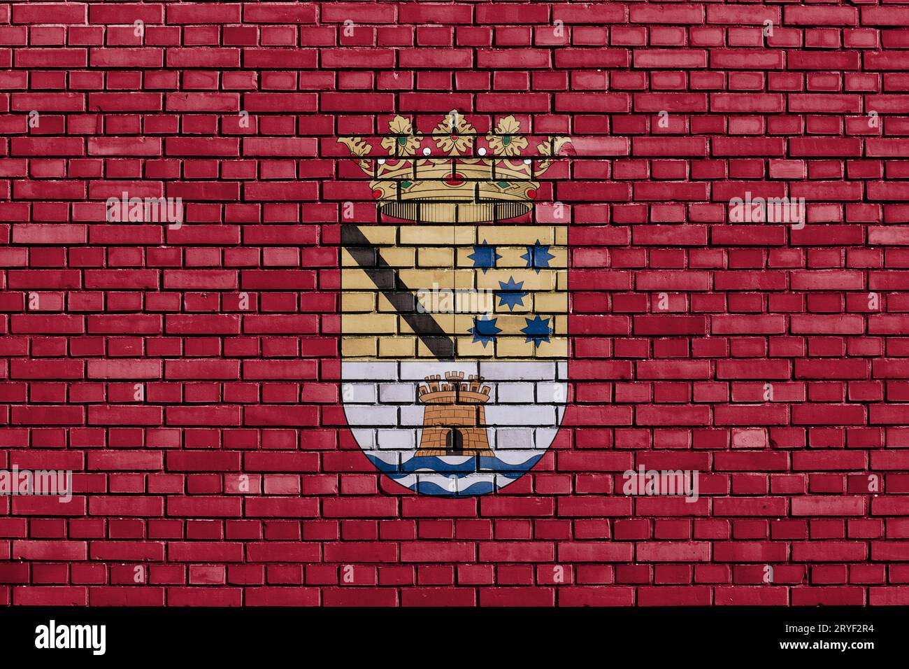 Flag of Denia painted on brick wall Stock Photo - Alamy
