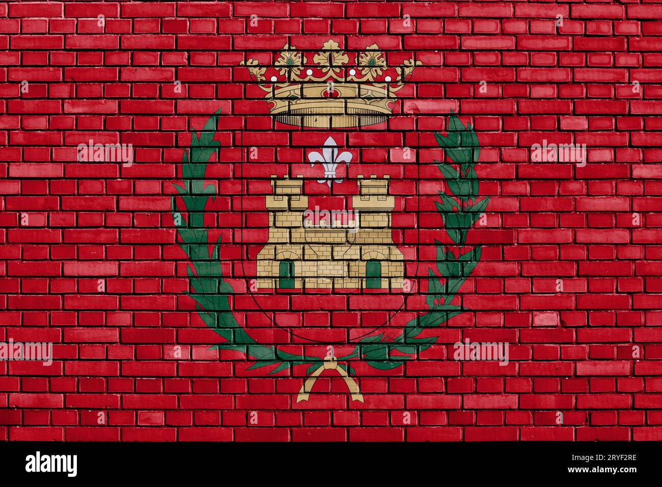 Flag of Elda painted on brick wall Stock Photo - Alamy