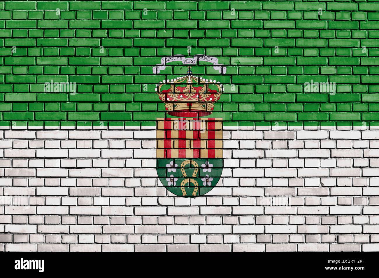 Flag of Sant Vicent del Raspeig painted on brick wall Stock Photo - Alamy