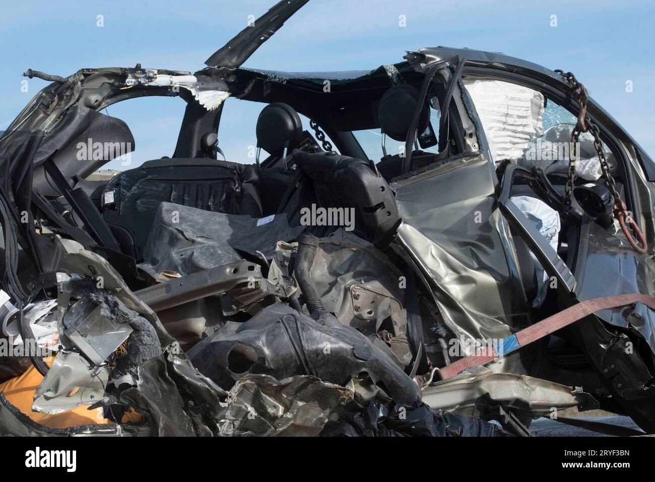 Wrecked car after an accident Stock Photo - Alamy