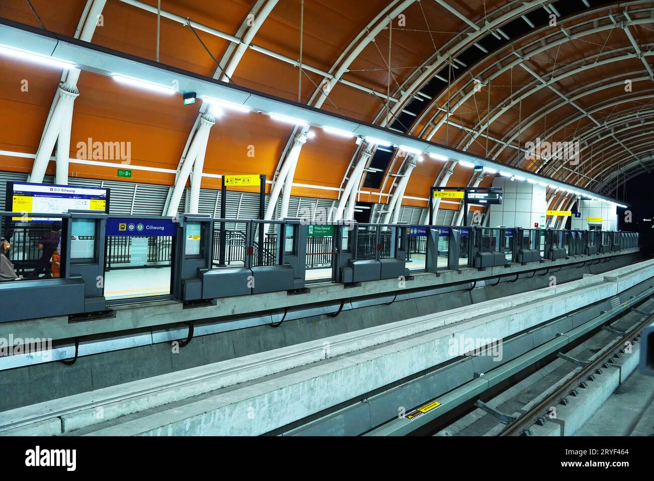 September 28, 2023. Jakarta, Indonesia. The atmosphere of the LRT ...
