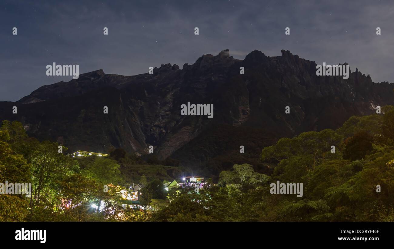 Night view of The greatest Mount Kinabalu of Sabah, Borneo Stock Photo ...