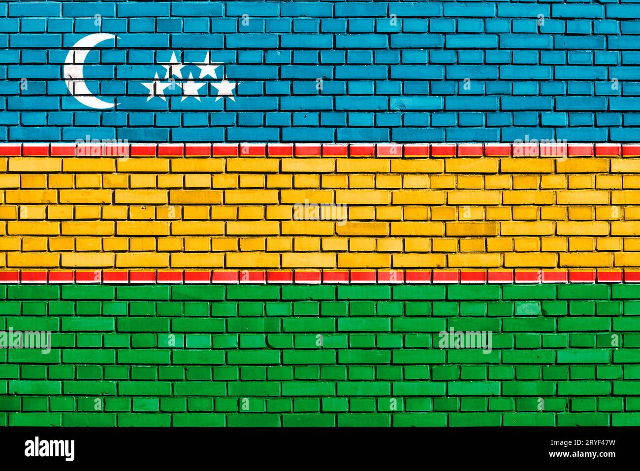 Flag of Karakalpakstan painted on brick wall Stock Photo - Alamy