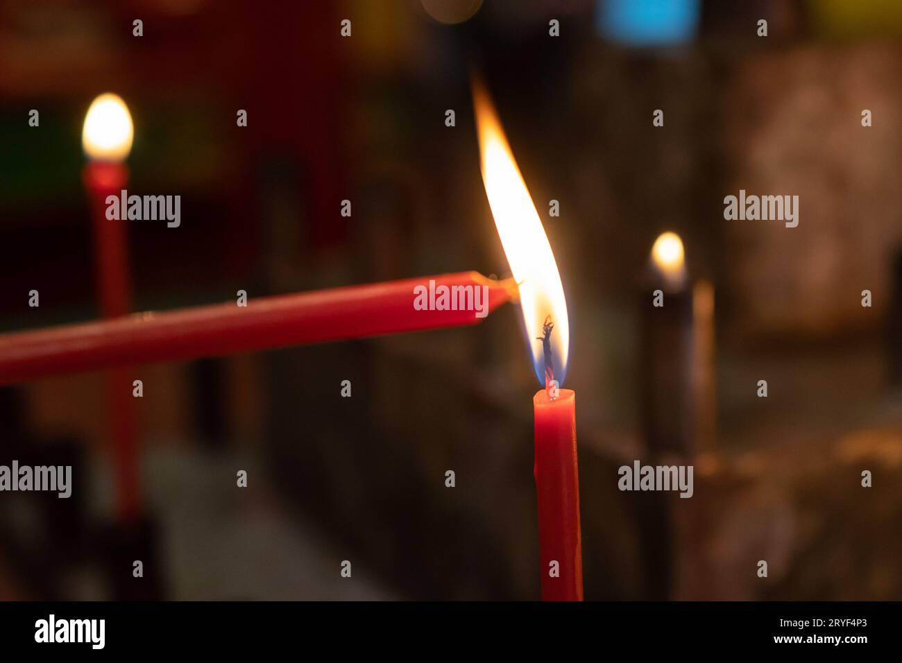 Burning Praying Stick on Chinese Temple Stock Photo - Alamy