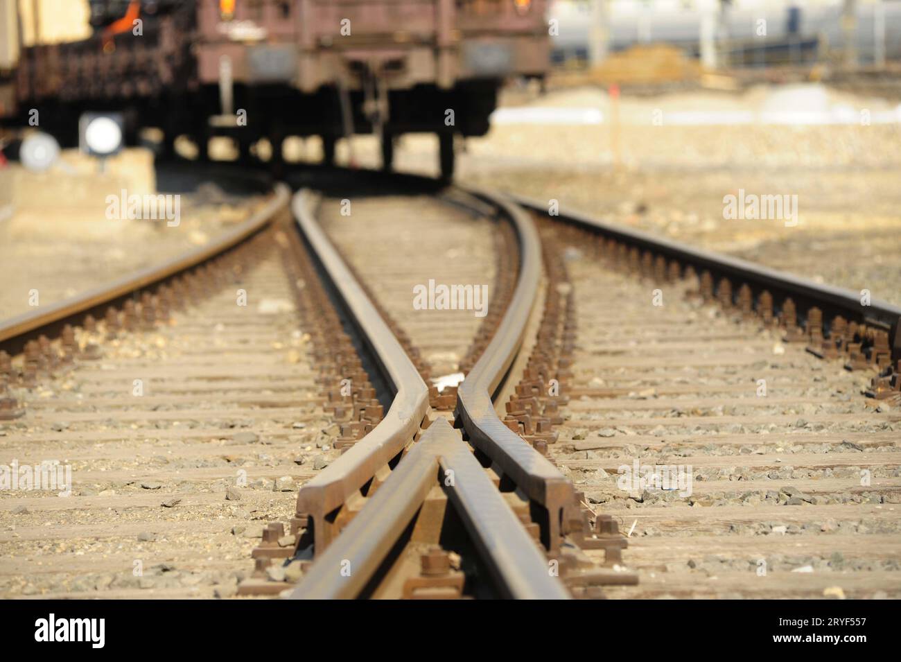 Switch or track switch in railroad and train traffic Stock Photo - Alamy