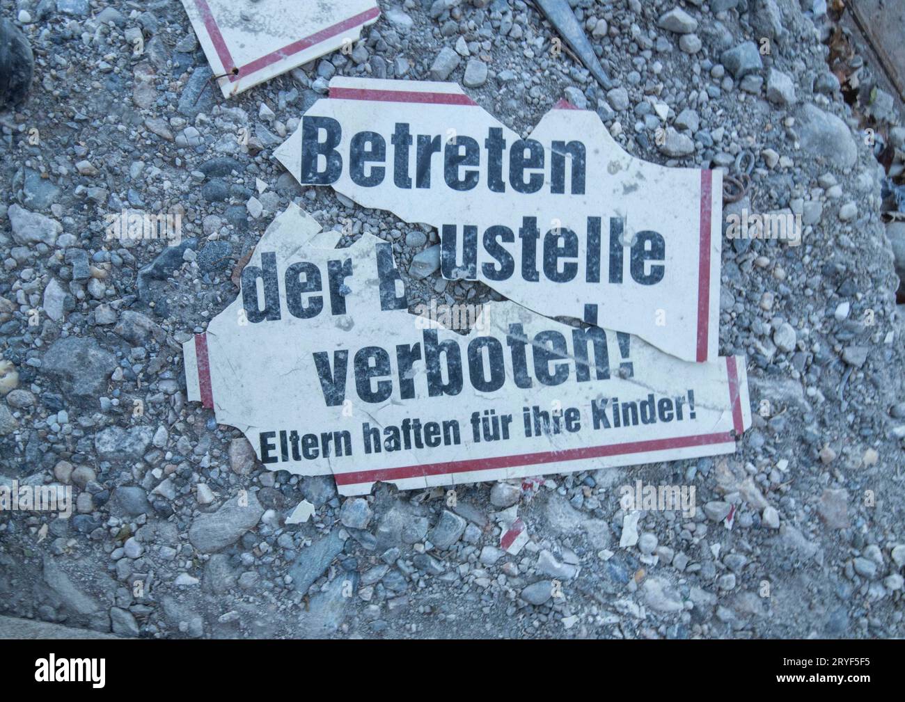 An attention construction site sign Stock Photo - Alamy