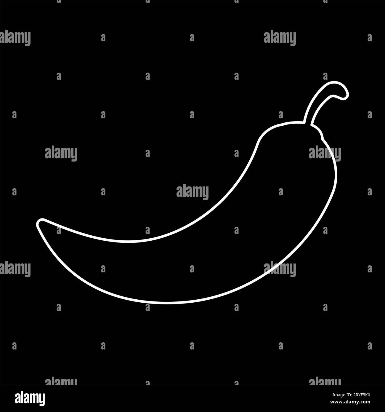 chili pepper line coloring element spicy vegetable Stock Vector Image ...