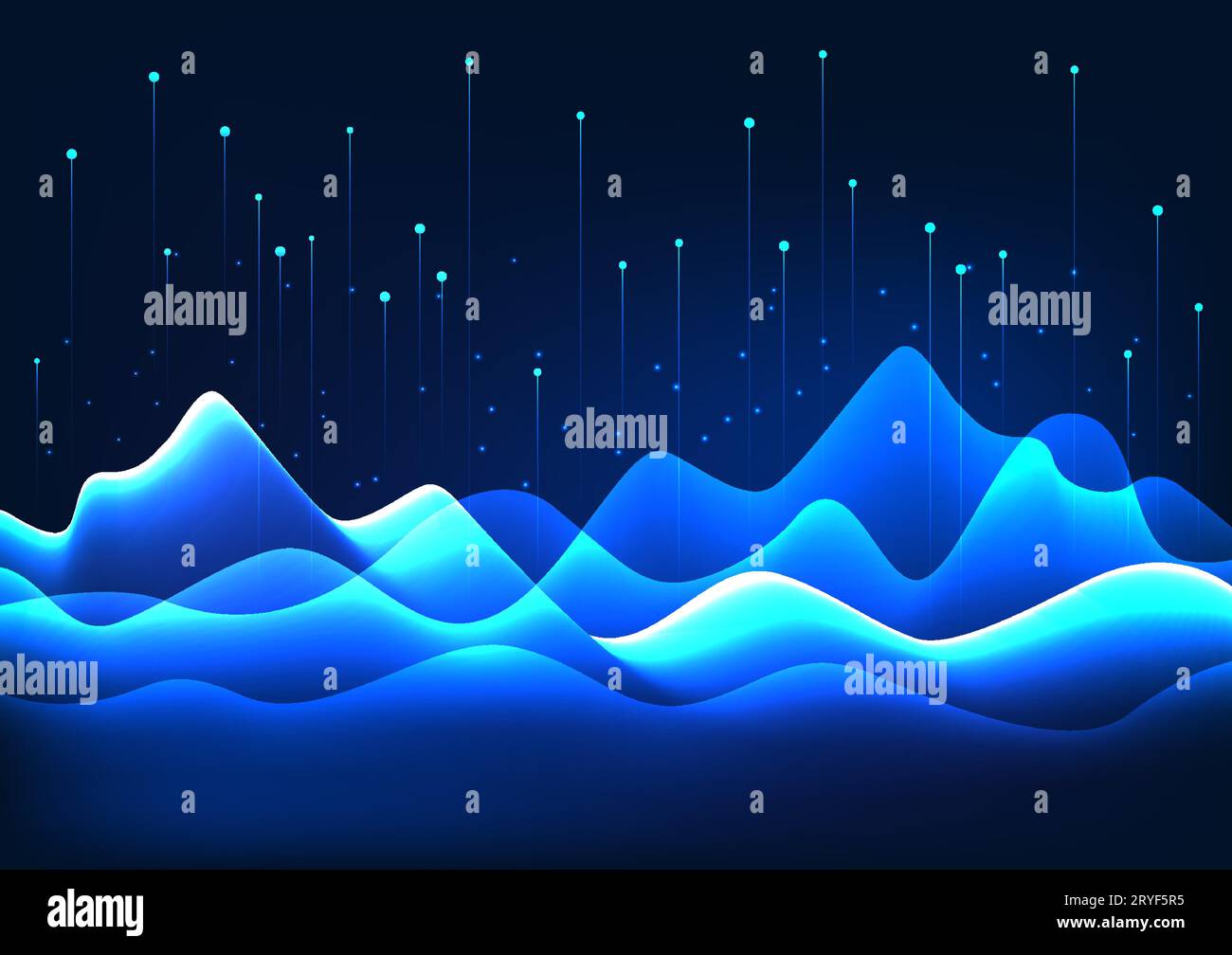 Big data technology background, the lines are overlapping waves with many layers, representing ...