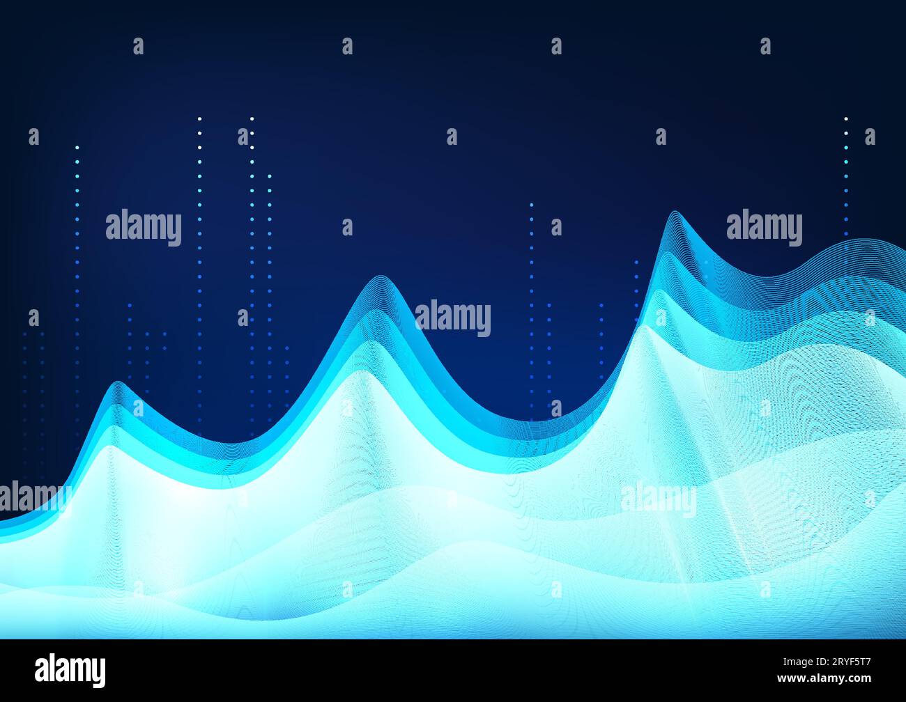 Big data technology background, the lines are overlapping waves with many layers, representing ...