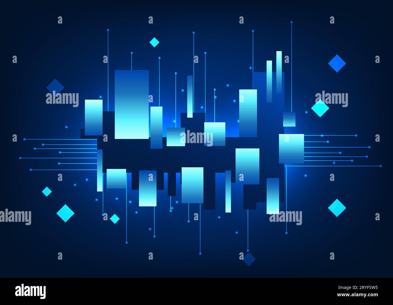 Abstract technology background Square geometric shapes overlapped on ...