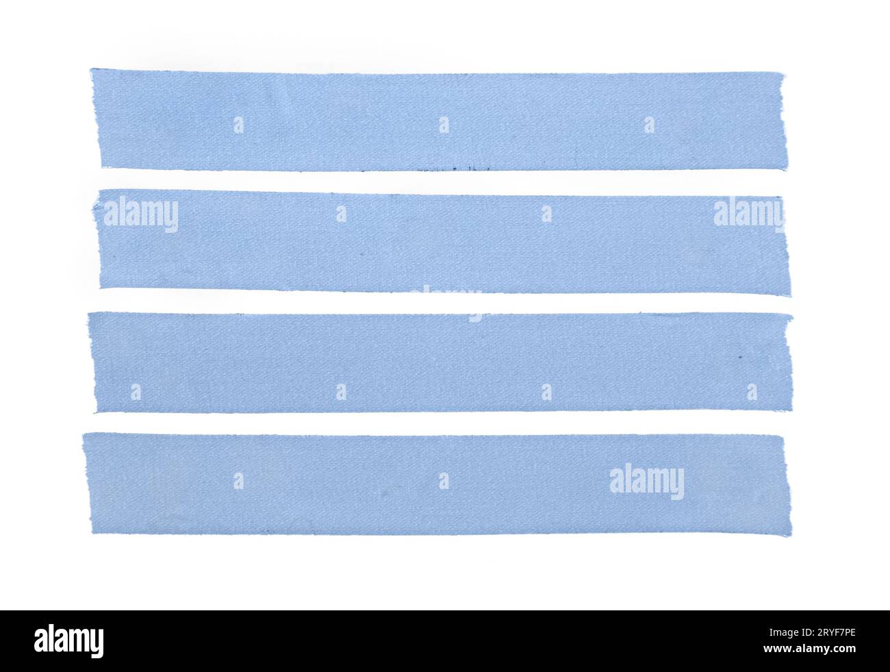 Group of four blue blank cloth tape isolated on white background. Mock ...