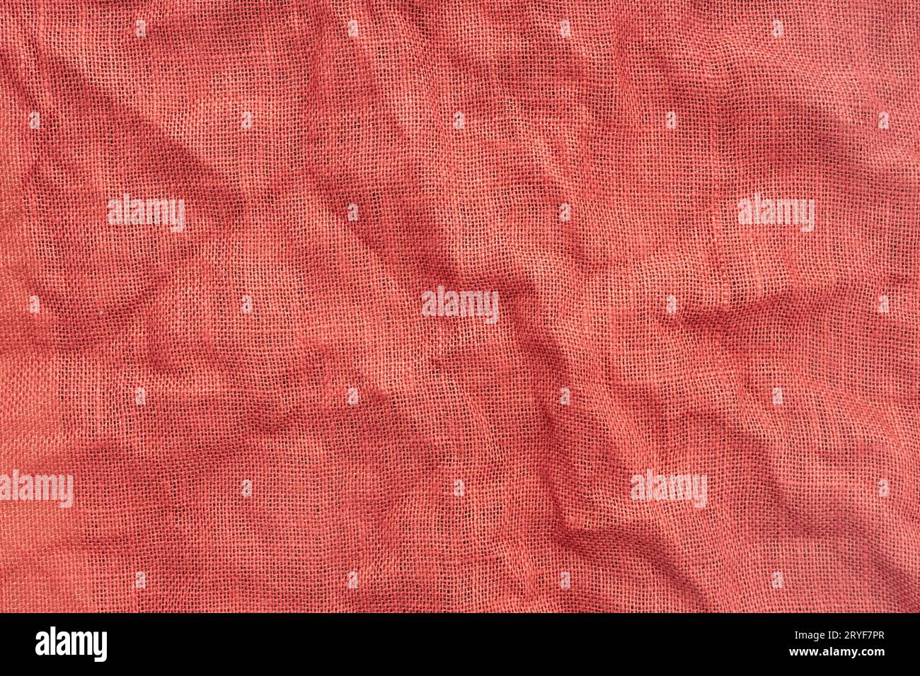 Red Burlap Fabric with Wrinkles background texture. Full Frame Stock ...