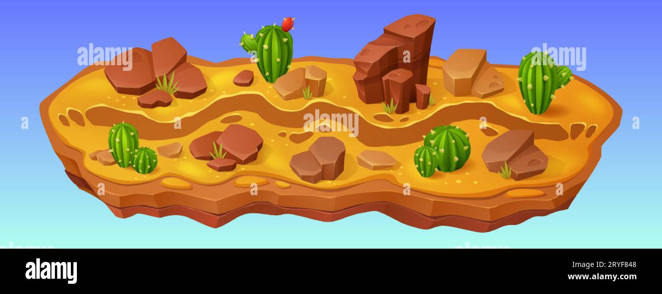 Desert mobile ui game level map with road cartoon background. Sand ...