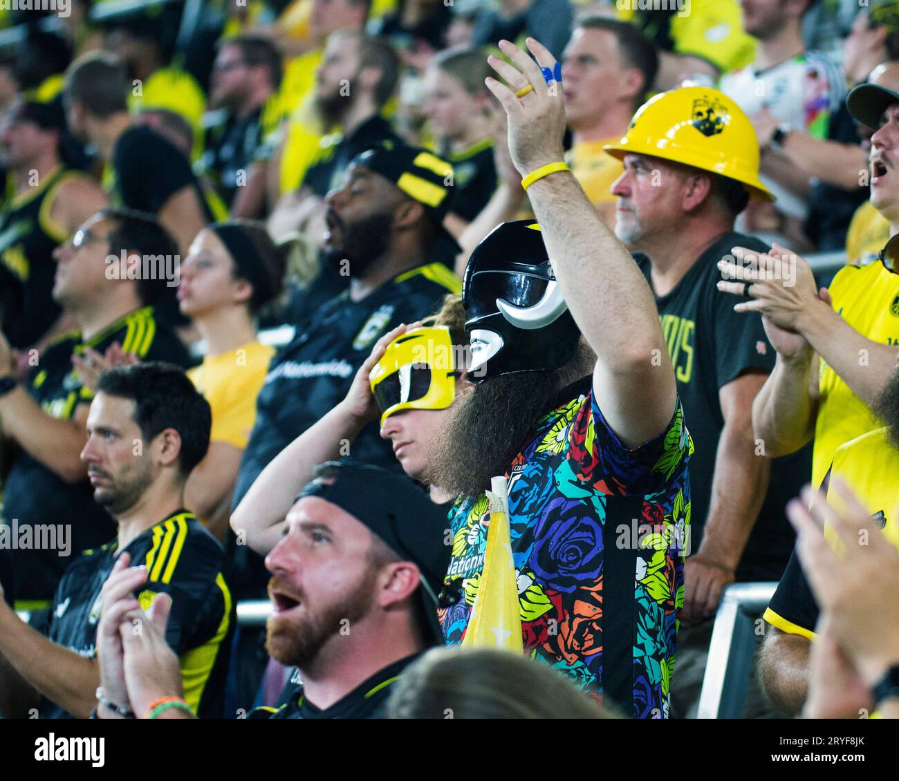 Columbus, Ohio, USA. 30th Sep, 2023. Columbus Crew fans cheer their ...
