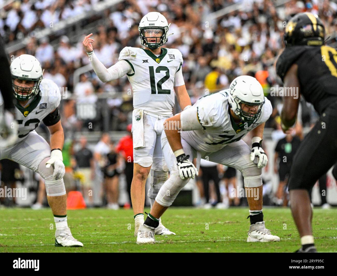 September 30, 2023: Baylor quarterback Blake Shapen (12) signals a play ...