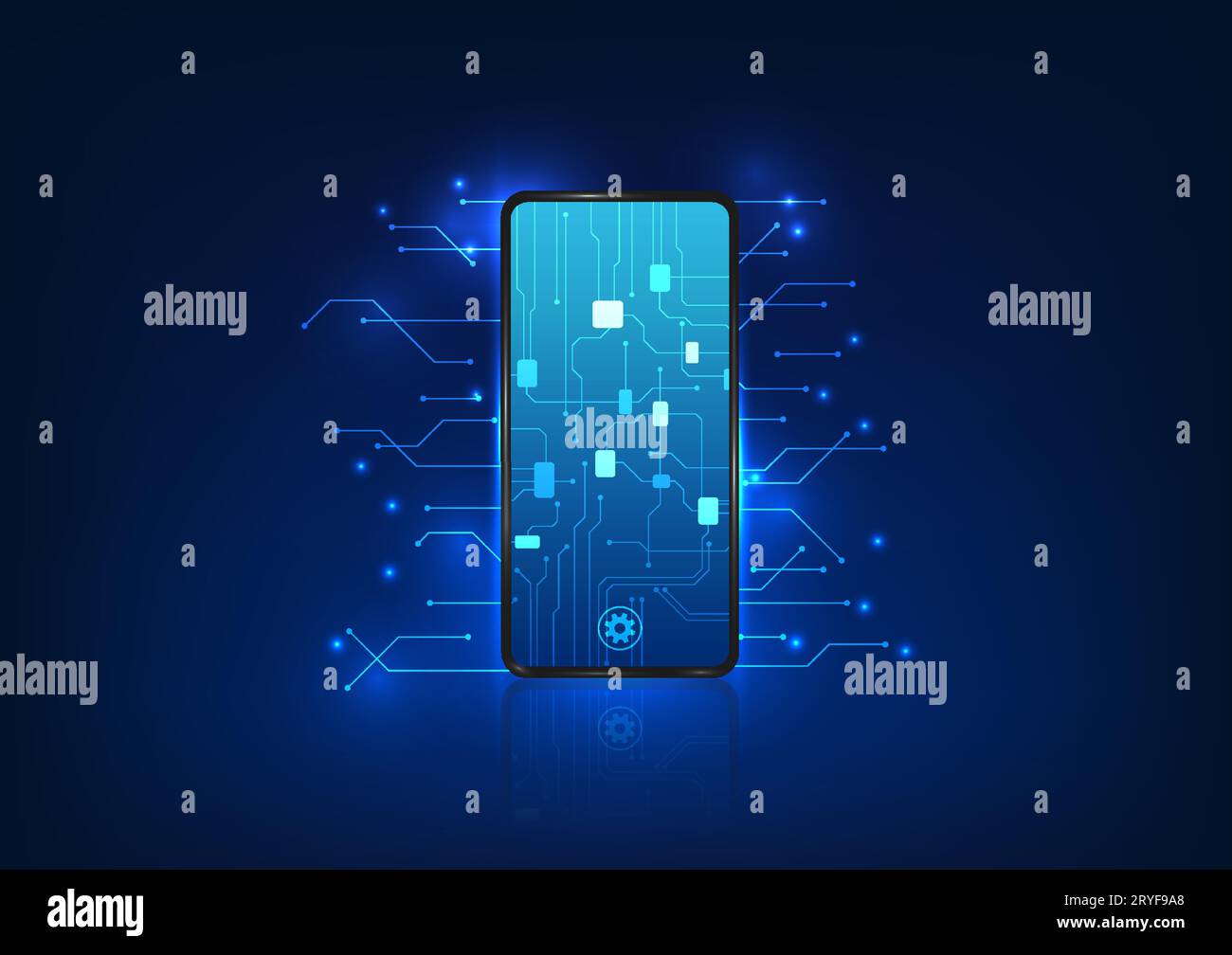 Smartphone technology The mobile inside is a technology circuit board ...