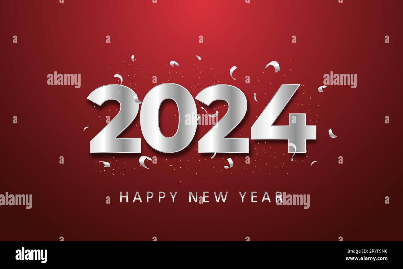 new year celebration 2024 with style number in silver shiny color on a ...